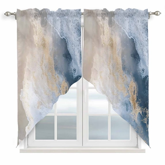 Abstract Marble Texture Swag Valances for Windows 45 inches Long, Blue ...