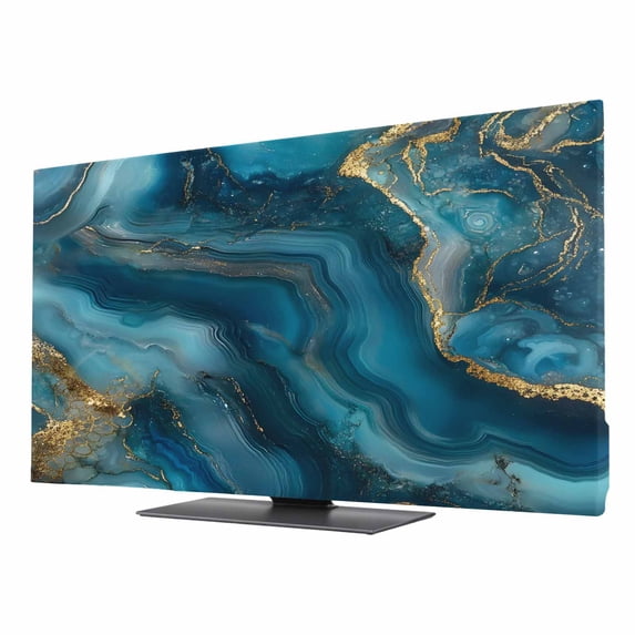 Abstract Marble Texture TV Dust Cover 24 Inch, Gradient Gold Deep Blue ...
