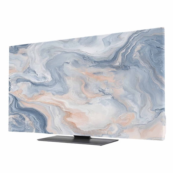 Abstract Marble Texture TV Dust Cover 40 Inch, Blue Gray Tone Vortex ...