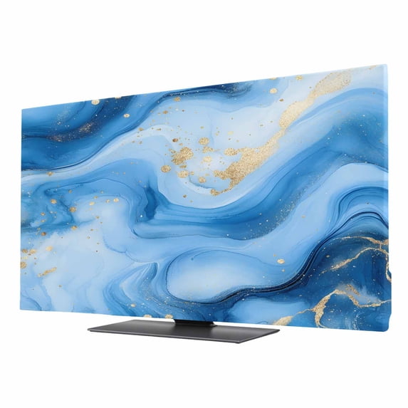 Abstract Marble Texture TV Dust Cover 40 Inch, Gold Blue Gradient Art ...