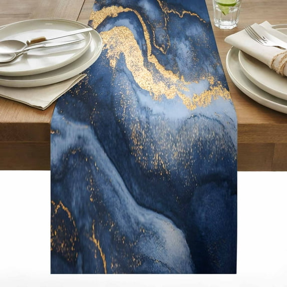 Abstract Marble Texture Table Runner 13x120 inch Blue Gradient Theme ...