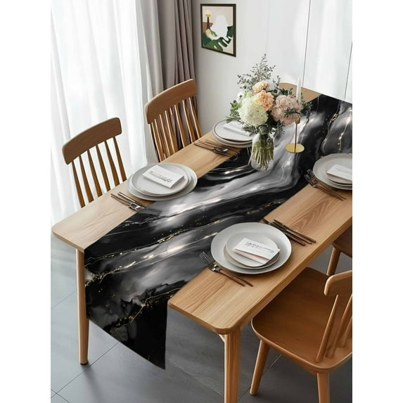 Abstract Marble Texture Table Runner 13x70in Non-Slip Cotton Linen ...