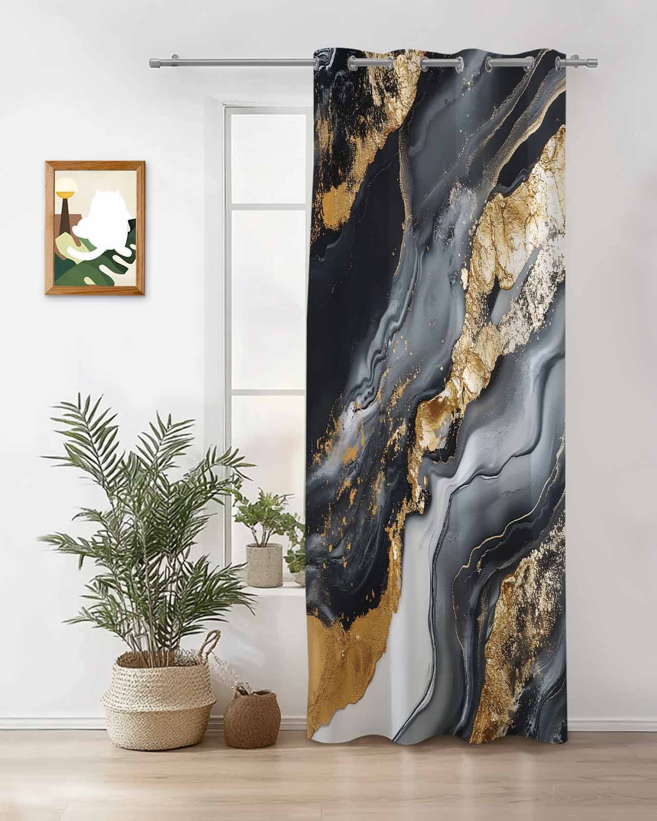 Abstract Marble Texture Thermal Insulated Blackout Curtains for Bedroom ...