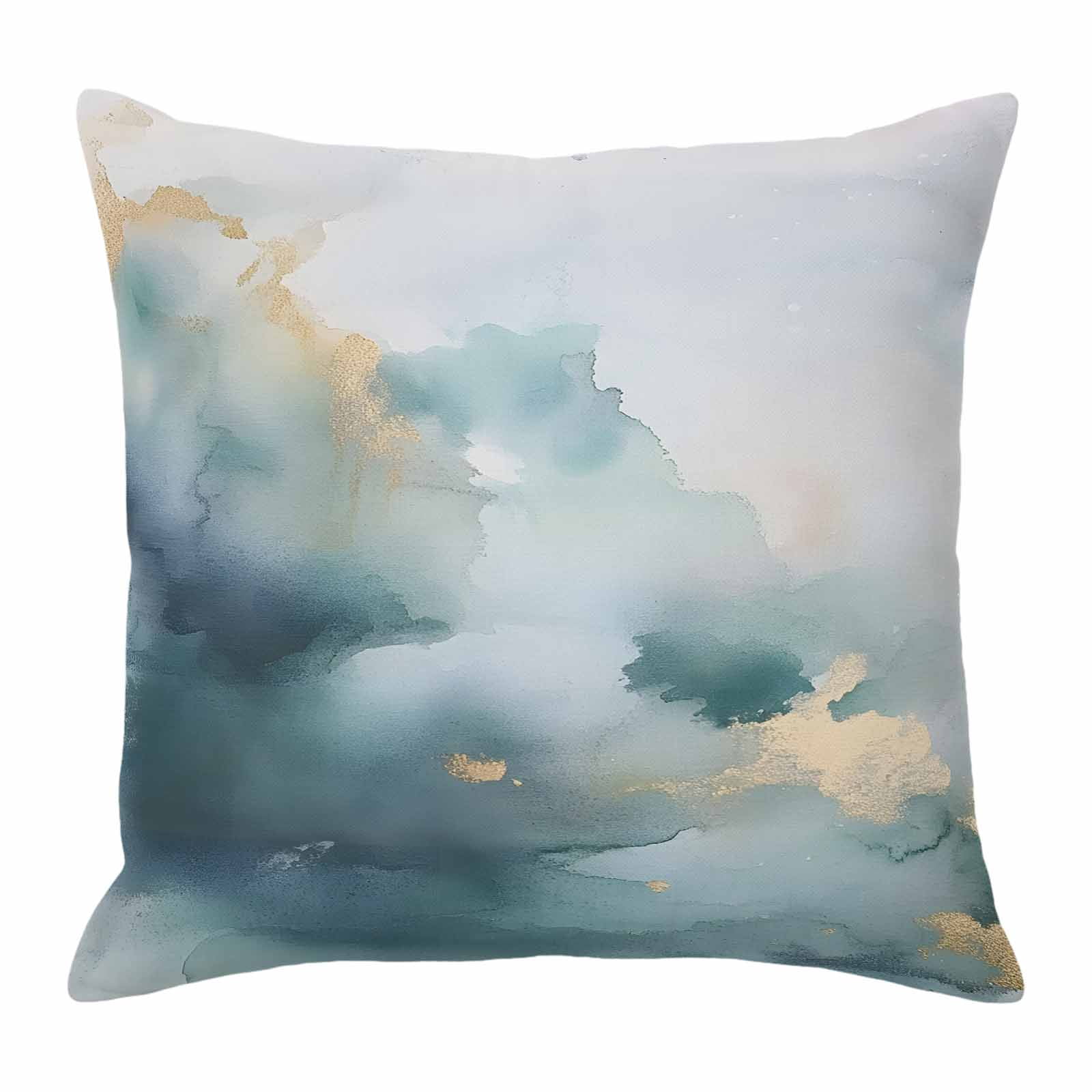 Abstract Marble Texture Throw Pillow Cover Green Golden Graffiti Art ...