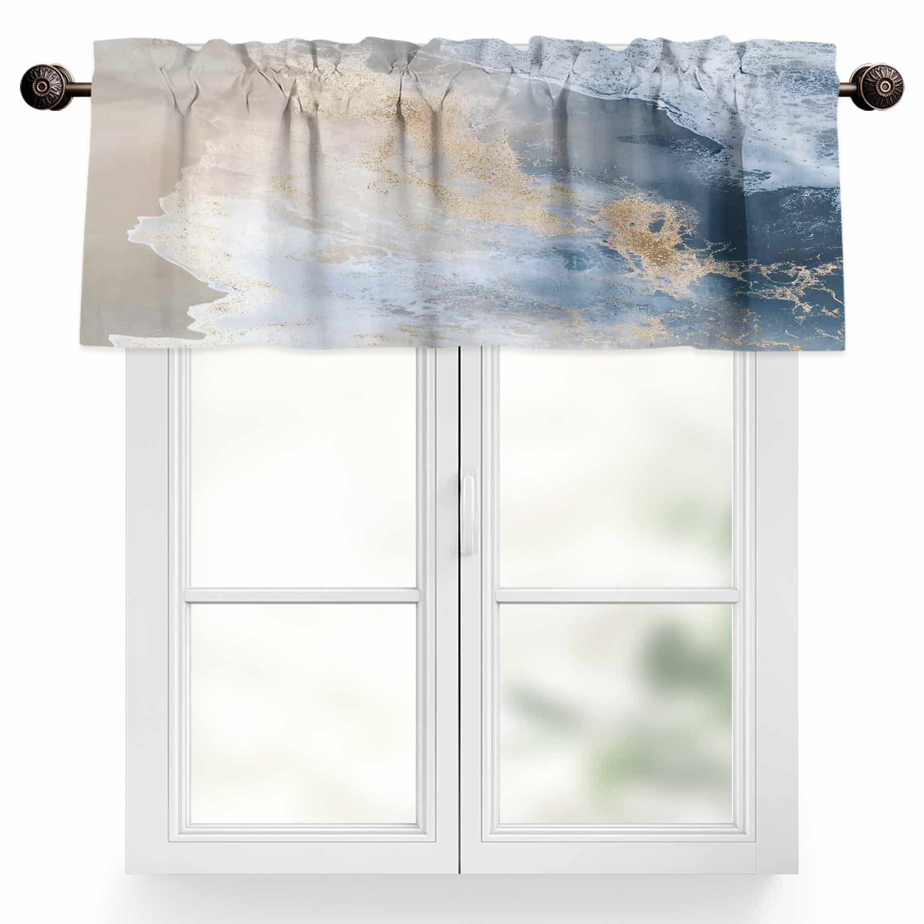 Abstract Marble Texture Valances for Windows, 42 x 12in, Blue Yellow ...