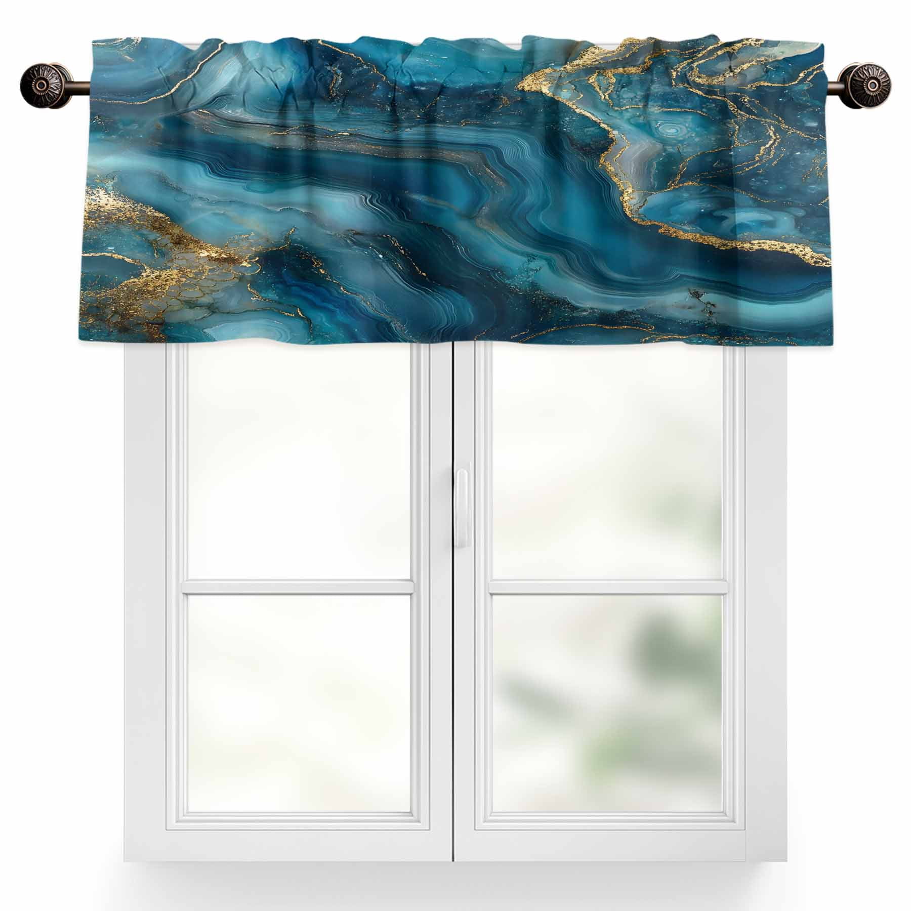 Abstract Marble Texture Valances for Windows, 42 x 18in, Gradient Gold ...