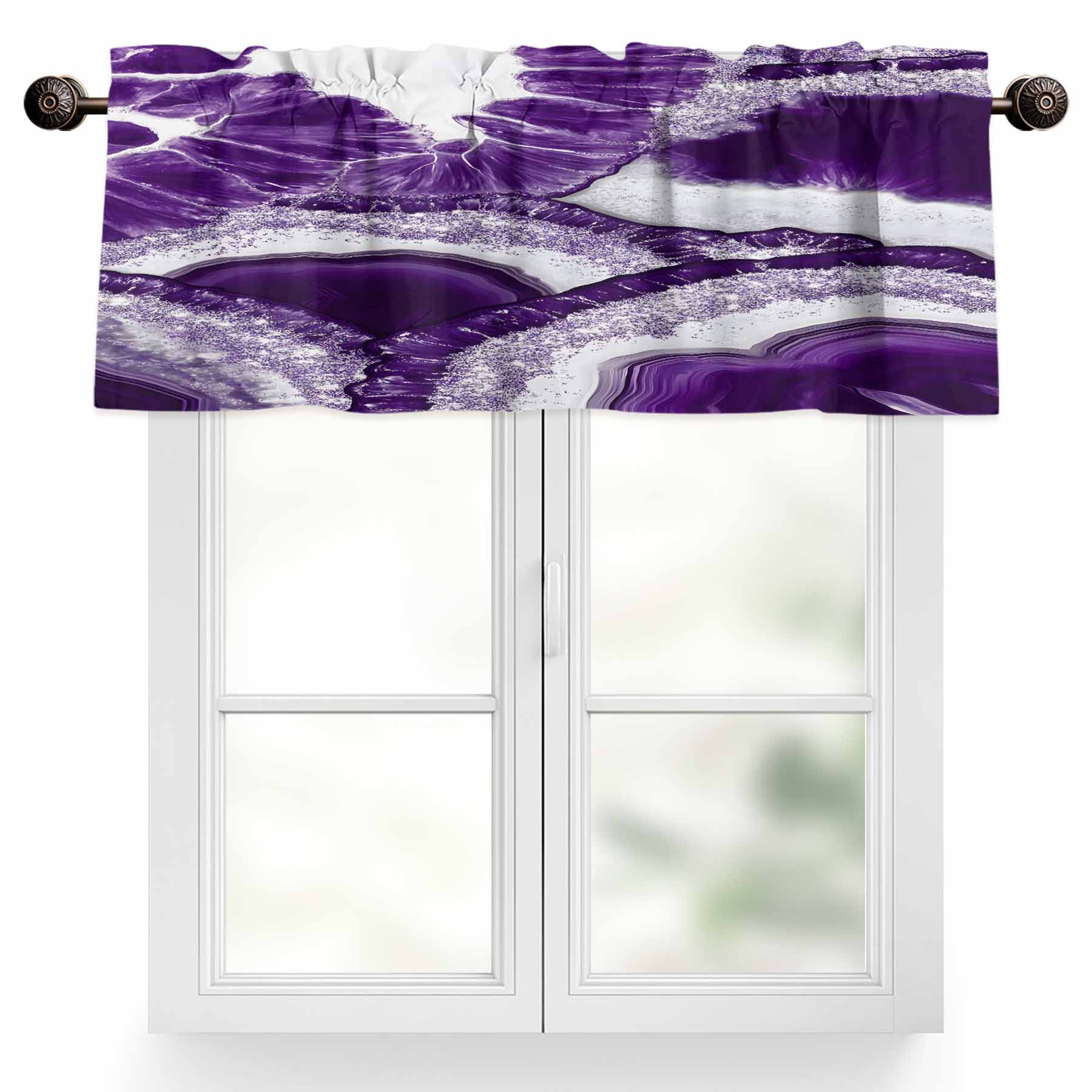 Abstract Marble Texture Valances for Windows, 42 x 18in, White Dark ...