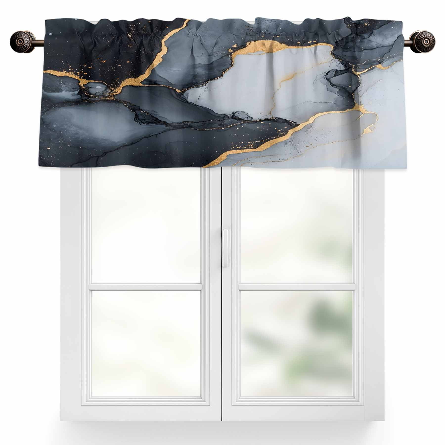 Abstract Marble Texture Valances for Windows, 54 x 18in, Gold Crack ...