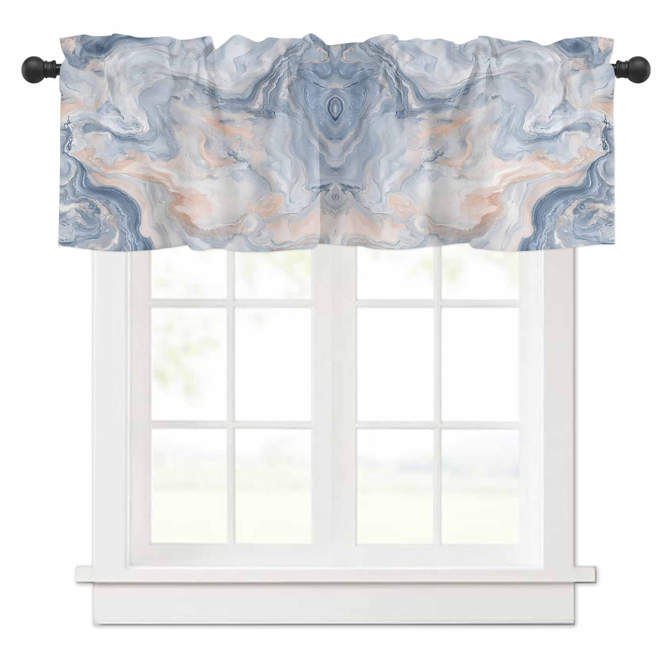 Abstract Marble Texture Valances for Windows Blue Gray Tone Vortex ...