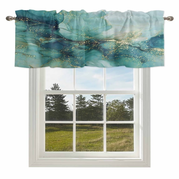 Abstract Marble Texture Valances for Windows Gold Green Gradient Rod ...