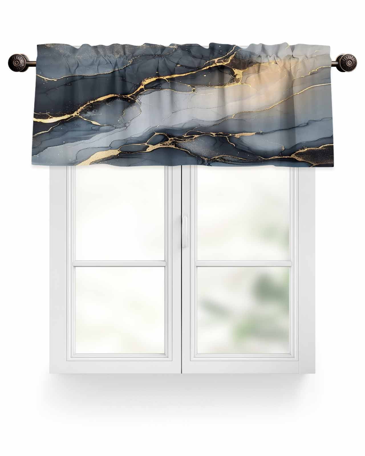 Abstract Marble Texture Valances for Windows Grey Shinny Gold Gradient ...