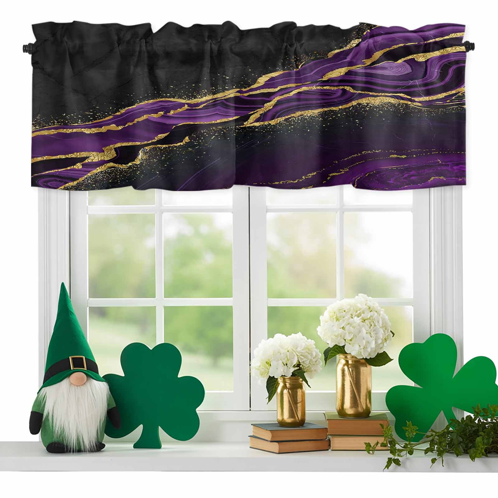 Abstract Marble Texture Valances for Windows, Vintage Purple Black ...