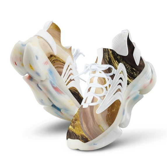 Abstract Marble Texture Walking Shoes for Men Woman Lightweight Tennis ...