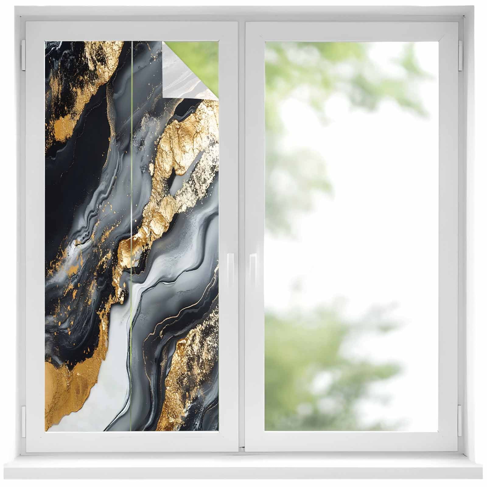 Abstract Marble Texture Window Privacy Film Black Gold Crack Gradient ...