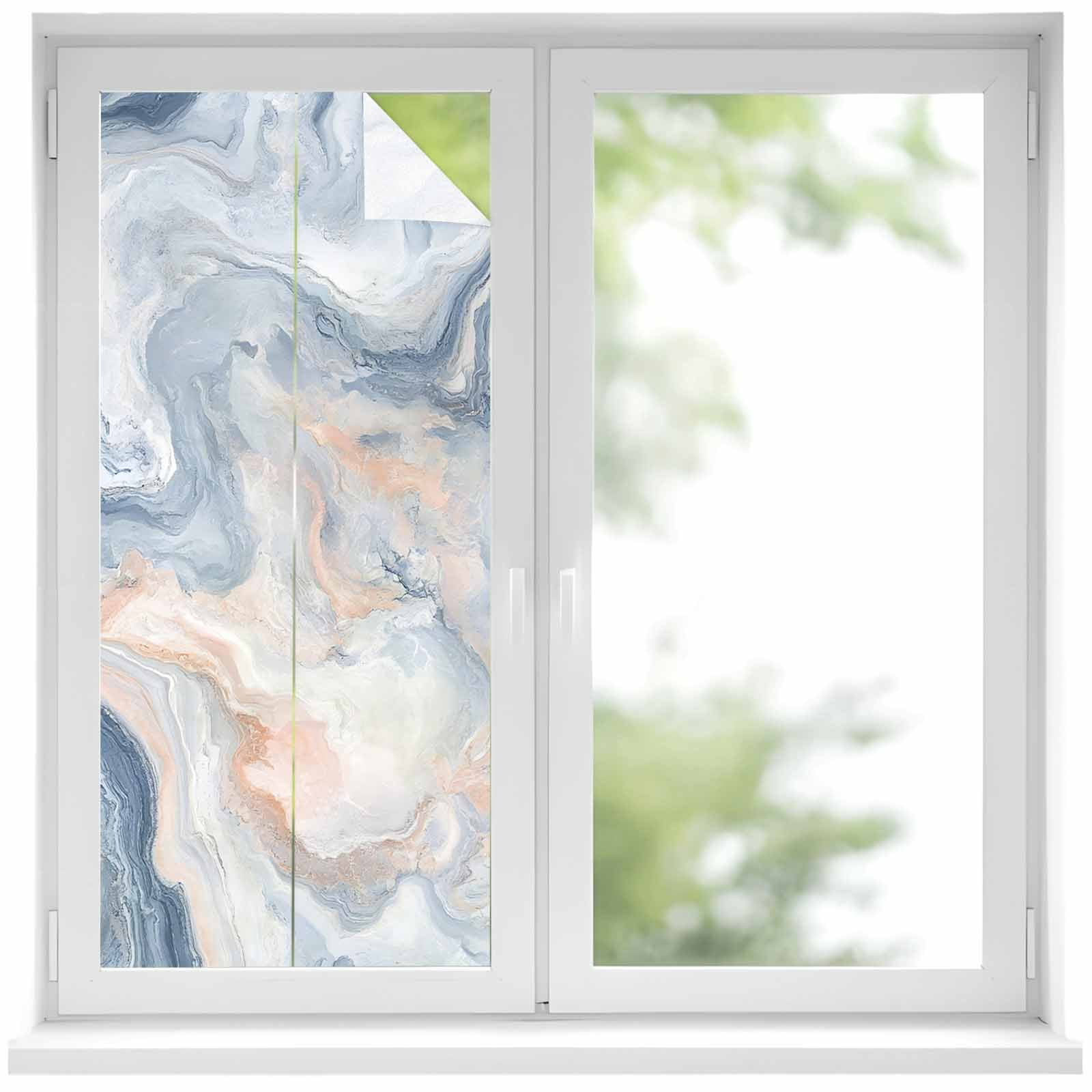 Abstract Marble Texture Window Privacy Film Blue Gray Tone Vortex ...