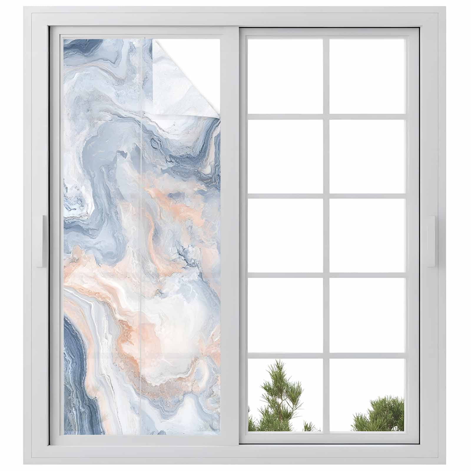 Abstract Marble Texture Window Privacy Film Blue Gray Tone Vortex ...