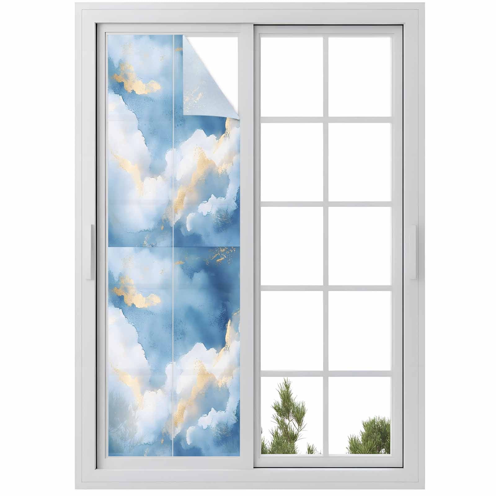 Abstract Marble Texture Window Privacy Film Golden Blue Gradient ...