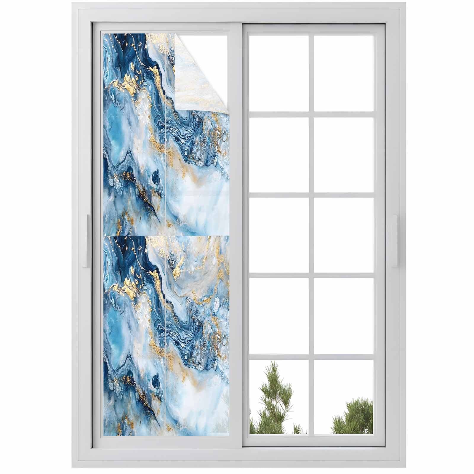 Abstract Marble Texture Window Privacy Film Gradient Green Gold Waves ...