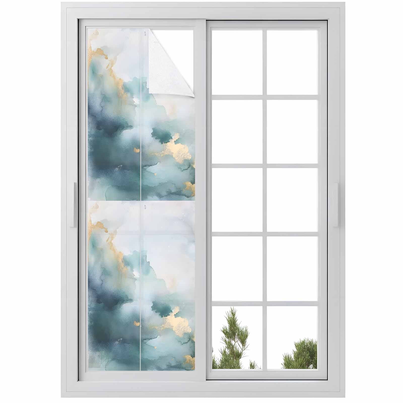 Abstract Marble Texture Window Privacy Film Green Golden Graffiti Art ...