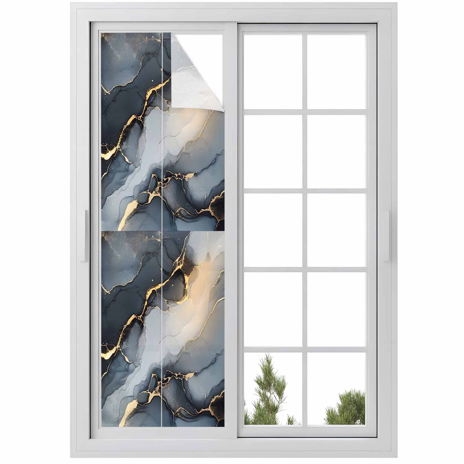 Abstract Marble Texture Window Privacy Film Grey Shinny Gold Gradient ...