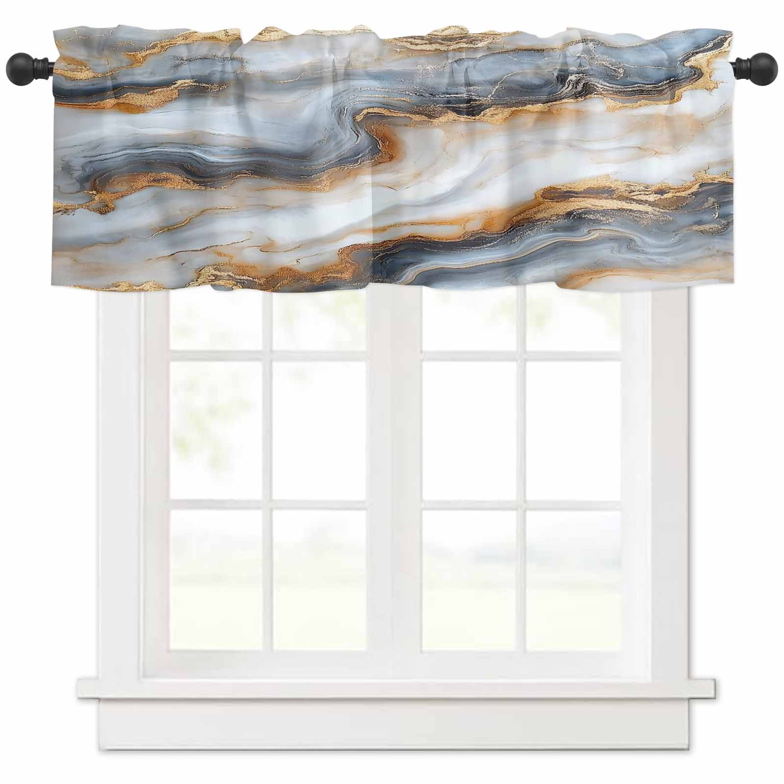 Abstract Marble Valances for Windows Farmhouse Kitchen Curtains ...