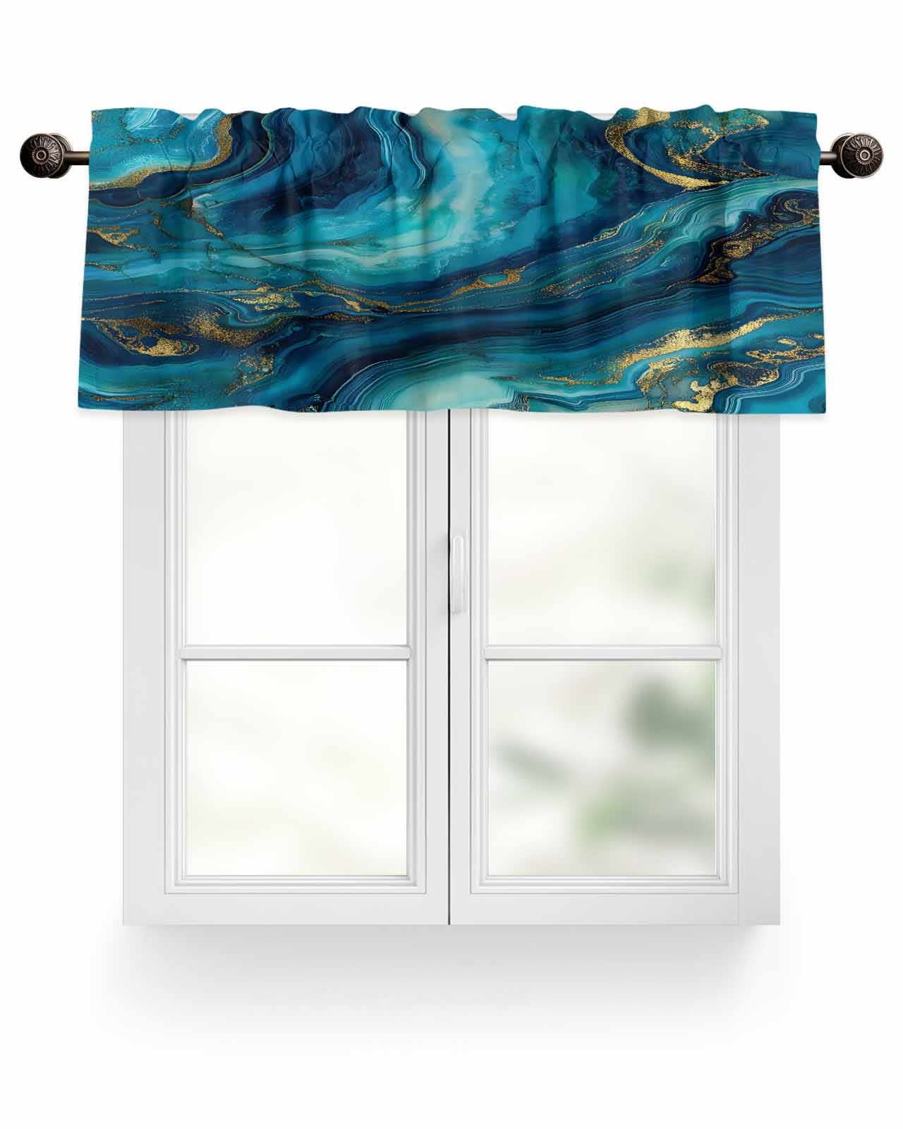 Abstract Marble Valances for Windows Teal Green Gold Gradient Wave ...