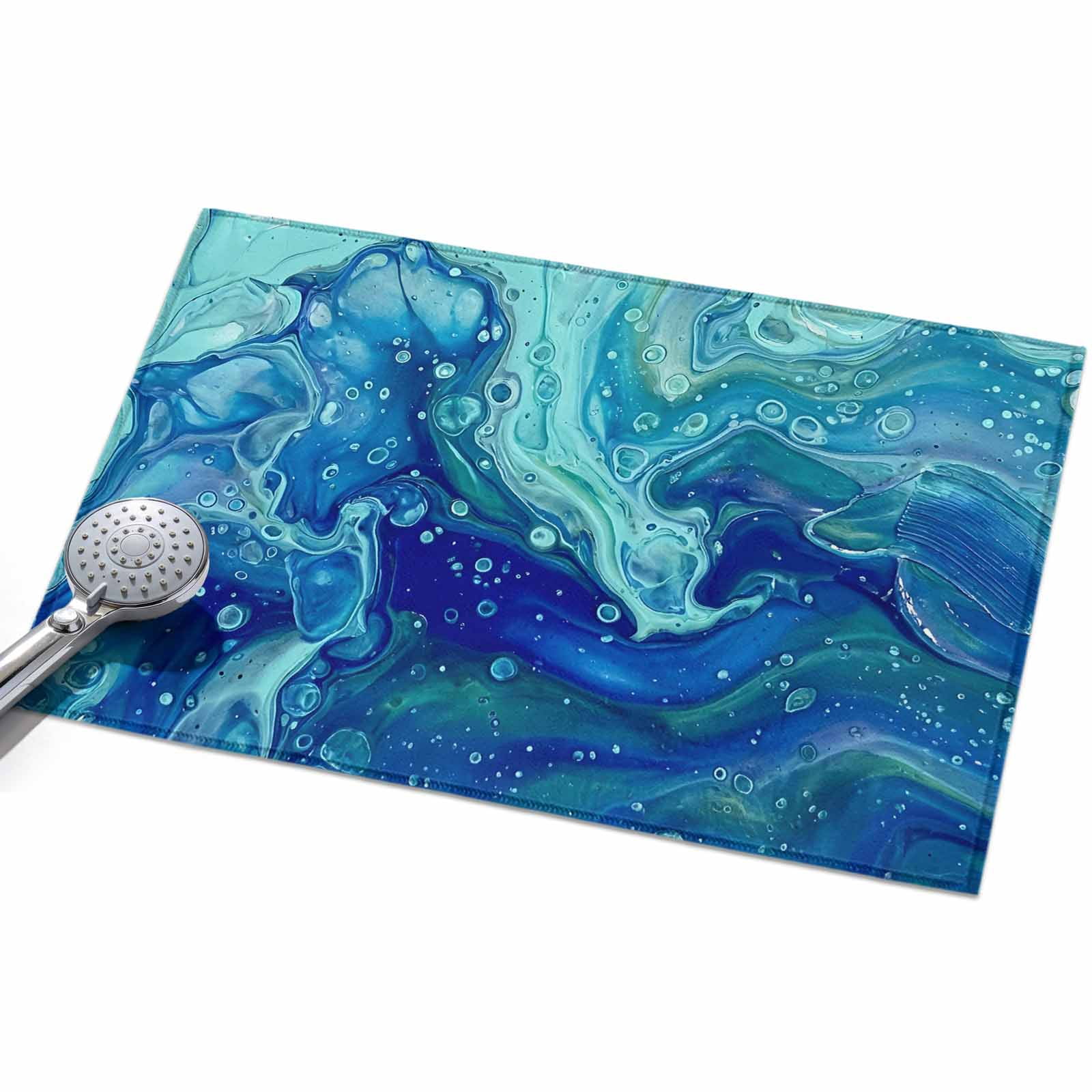 Abstract Marble Washable Area Rug 2 x 3 ft Turquoise Green Gradient ...