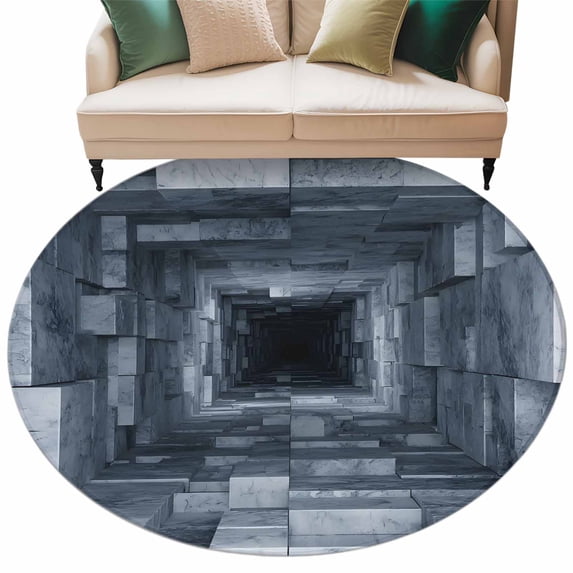 Abstract Marble Washable Round Area Rug 7 ft, 3D Abstract Mystery ...