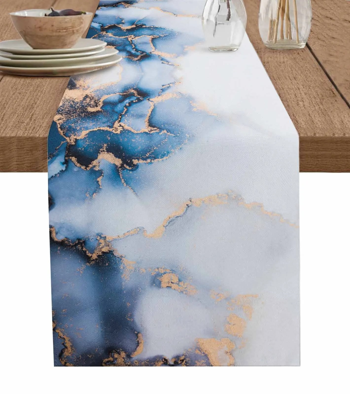 Abstract Marble Watercolor Table Runner Wedding r Table Runner Holiday ...