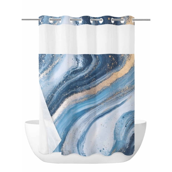Abstract Marble Waves Texture No Hook Shower Curtain and Liner Set ...