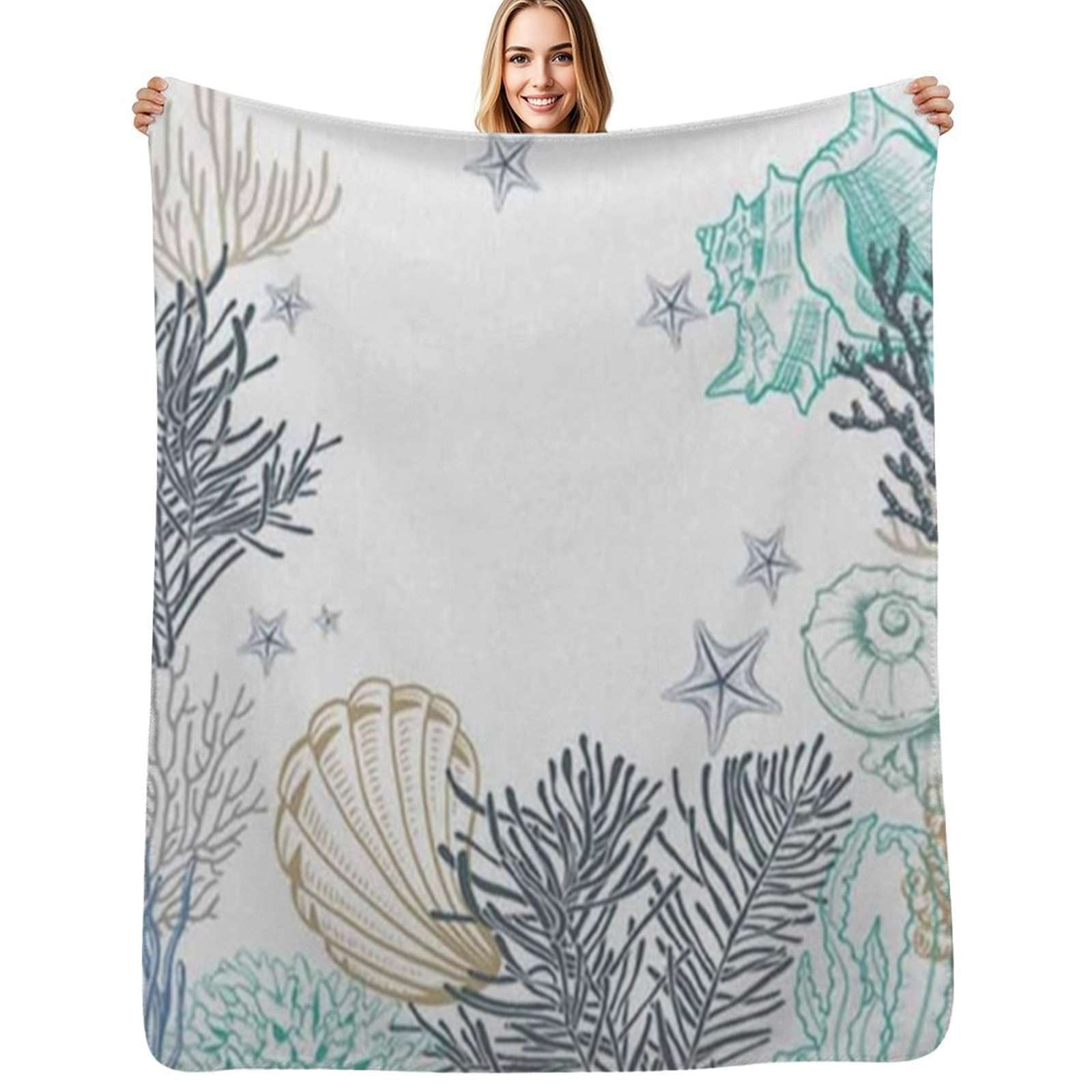 Abstract Marine Life Pattern Soft Blanket Travel Bedding Throws Flannel ...