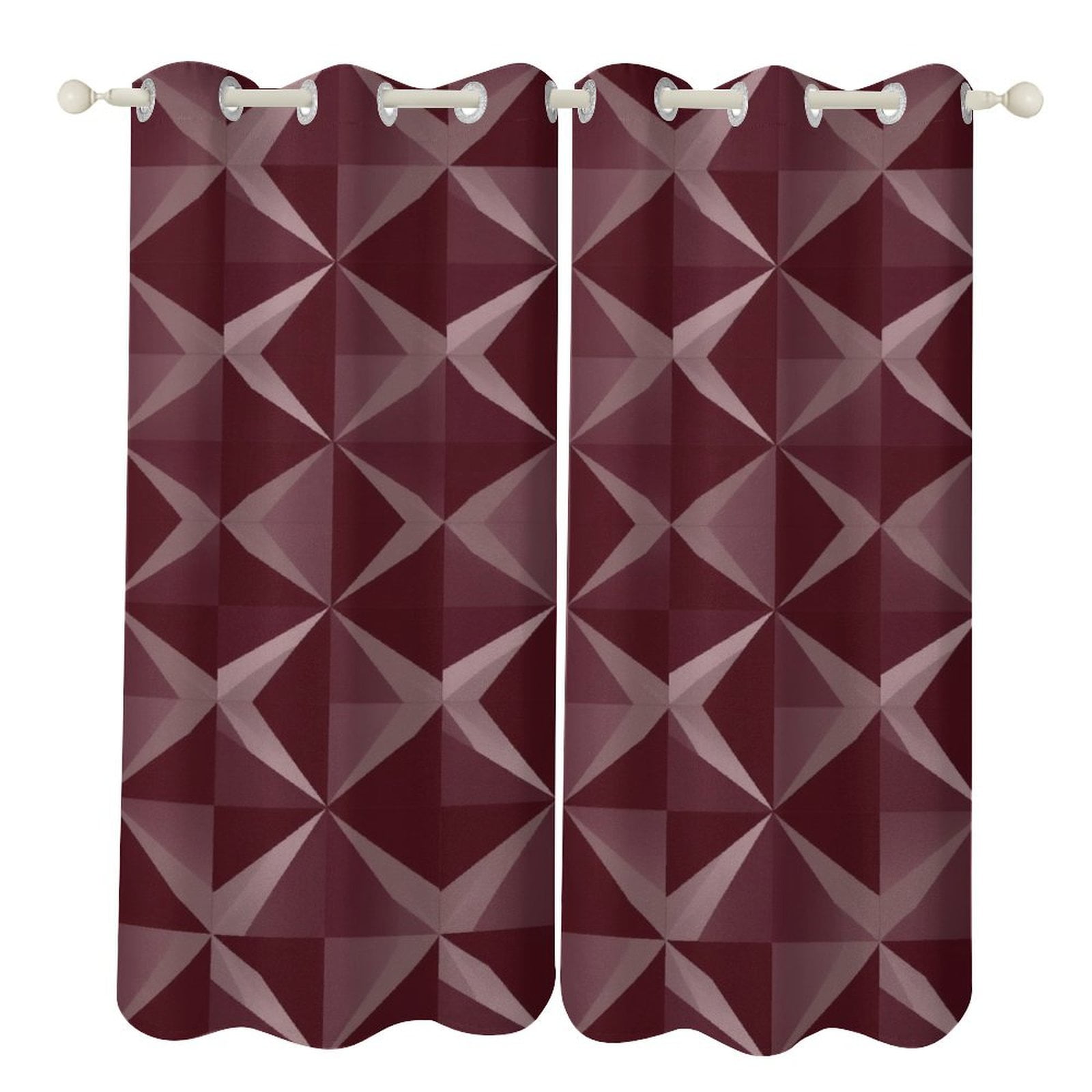 Abstract Maroon Geometric Pattern Design Blackout Curtains 2 Panel Rod ...