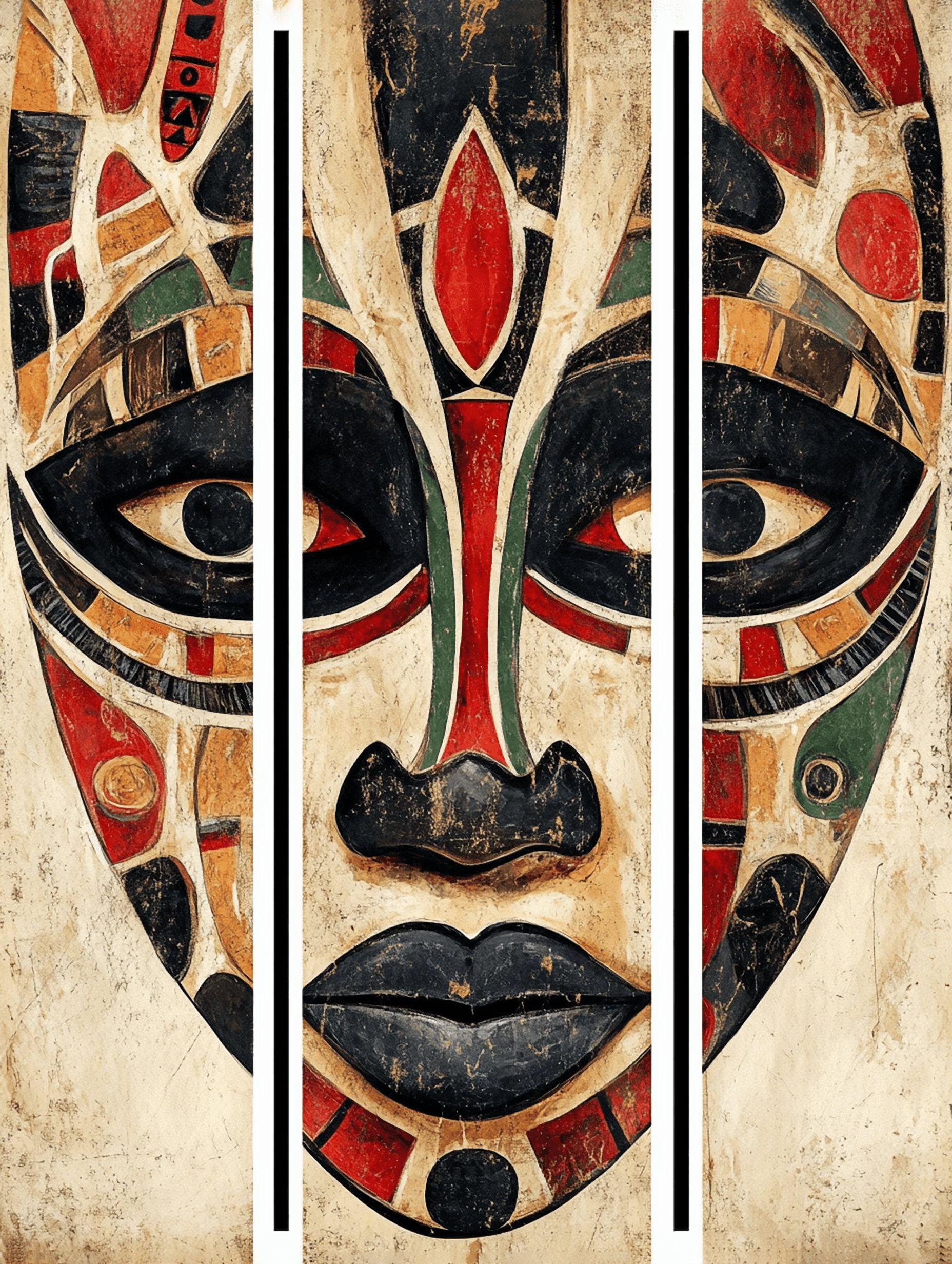 Abstract Mask Decorative Painting/Canvas Art， Suitable for Living Room ...