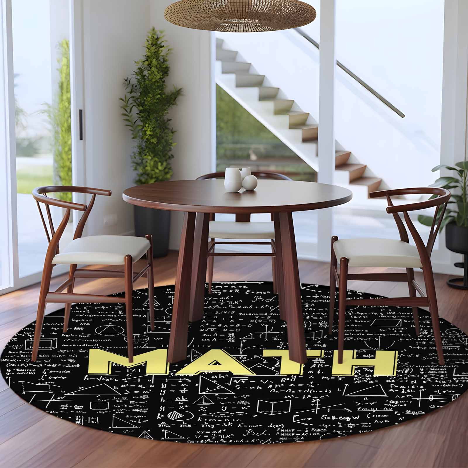 Abstract Math 5ft Round Rug for Dining Table for 4 People Under Table ...
