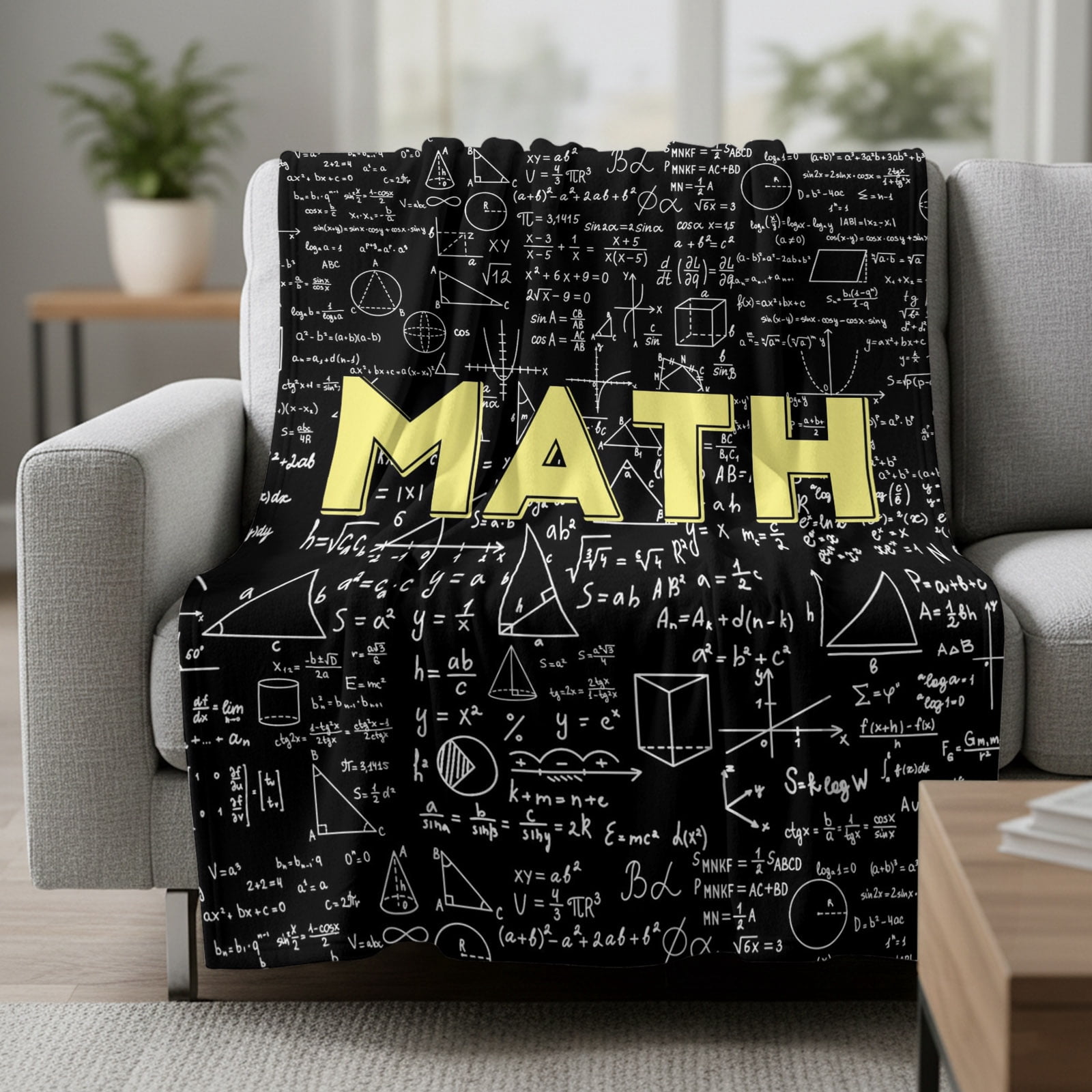 Abstract Math Fleece Throw Blanket Mathematical Formula Pattern Black ...