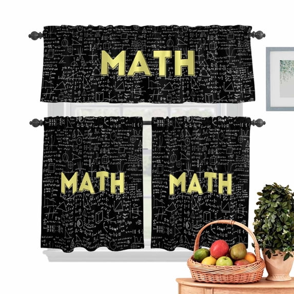 Abstract Math Kitchen Curtains Valances 3 Piece Set, Mathematical ...