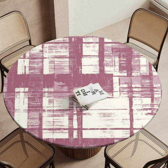 Abstract Mauve Grid Texture Round Table Cover Kitchen Printed ...