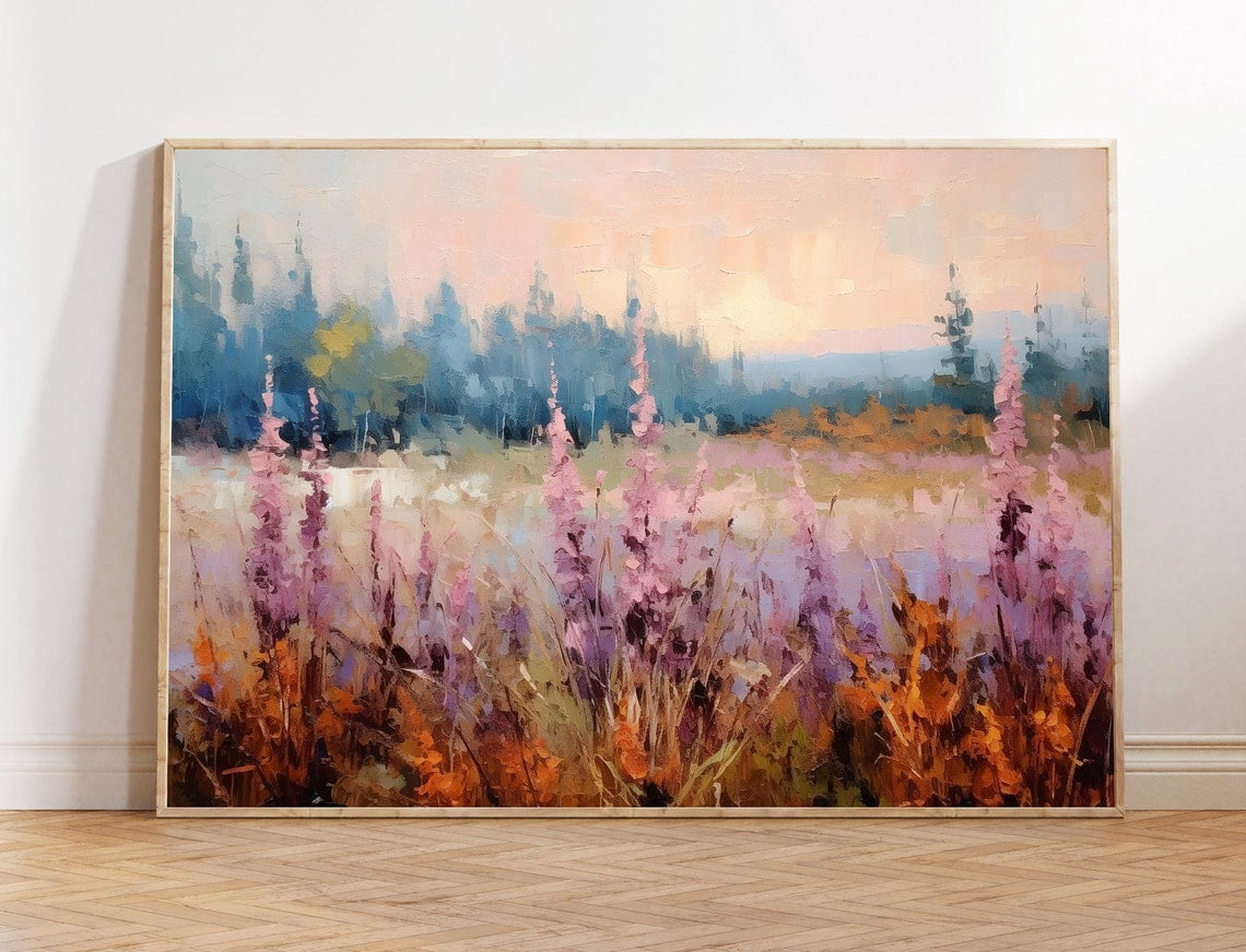 Abstract Meadow, Wall Art, Autumn Flower Poster, Floral Meadow Wall ...