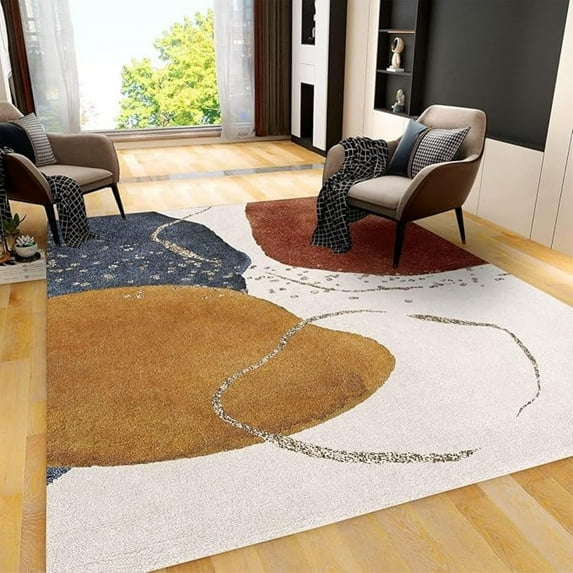 Abstract Medieval Geometric Large Area Rug, Irregular Circular Pattern ...