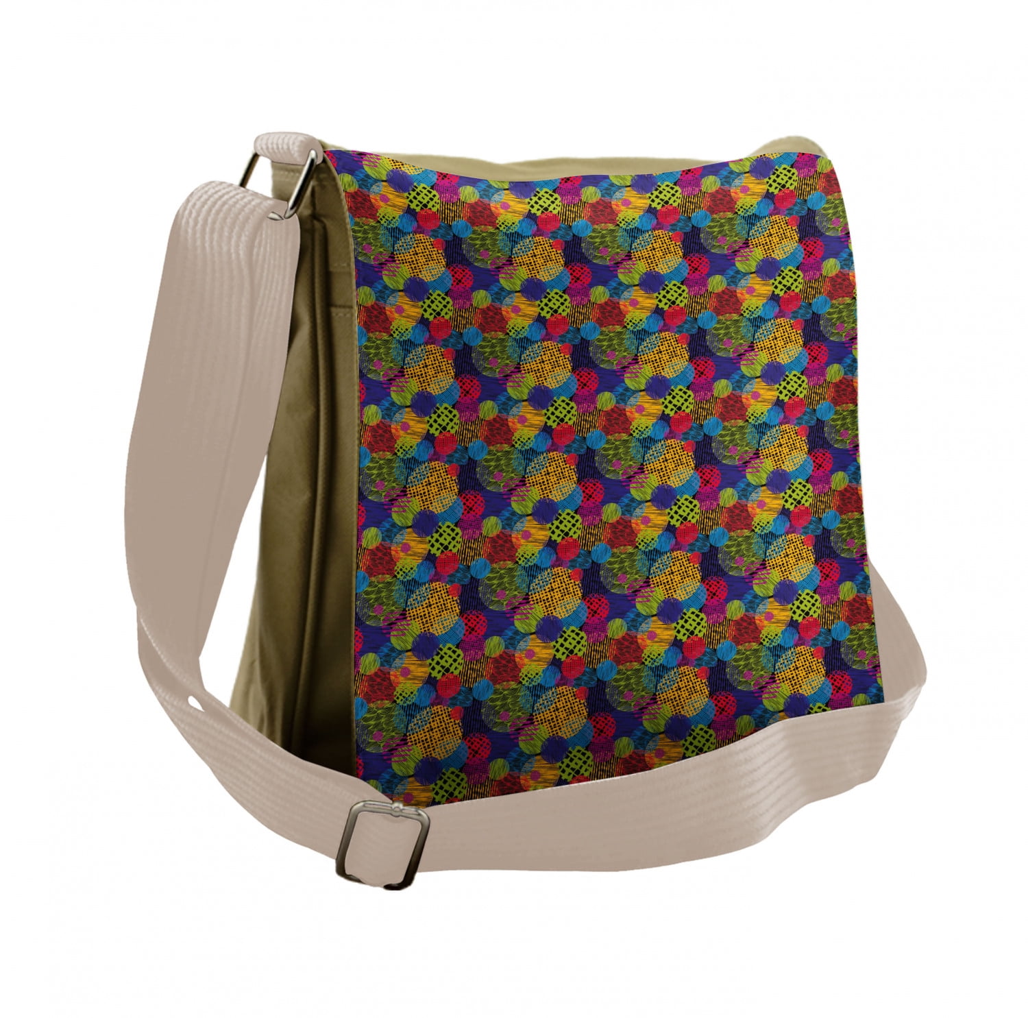 Abstract Messenger Bag, Circle Grunge Colorful, Unisex Cross-body, by ...