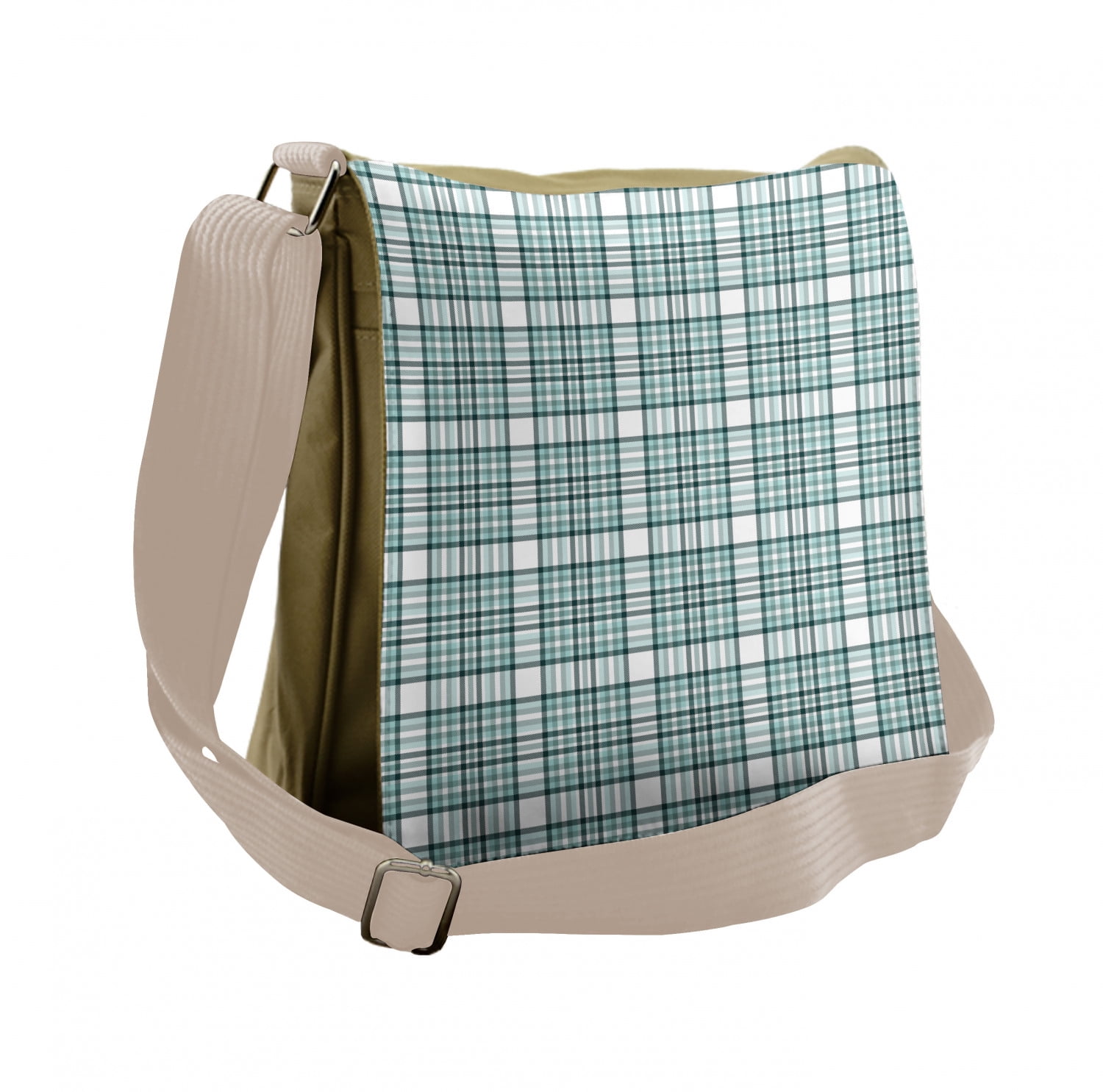 Abstract Messenger Bag, Plaid Check Hatched Stripe, Unisex Cross-body ...