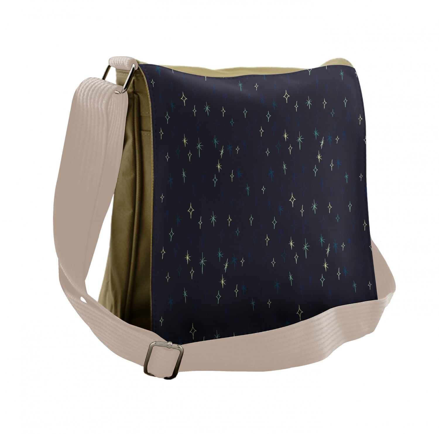 Abstract Messenger Bag, Simple Cartoon Style Stars, Unisex Cross-body ...