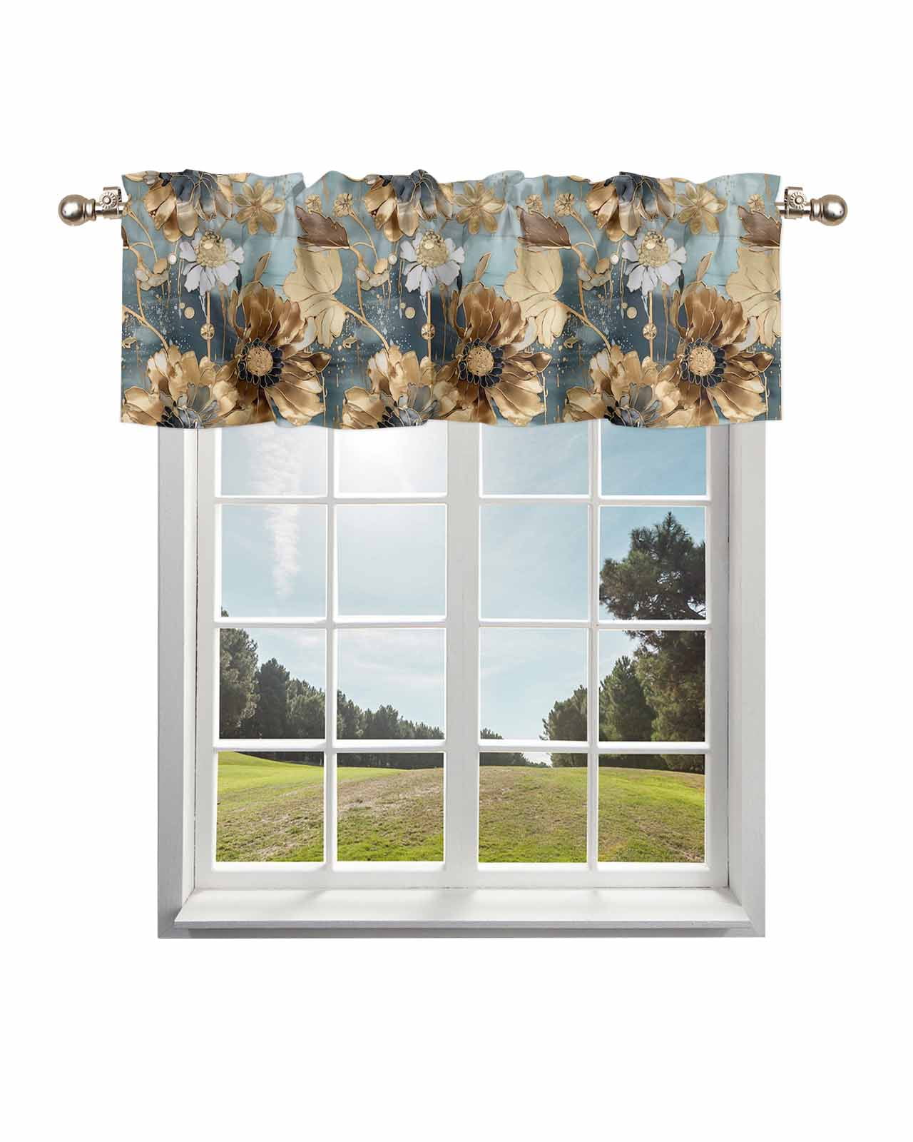 Abstract Metal Flowers Curtain Valances for Window, Farmhouse Window ...