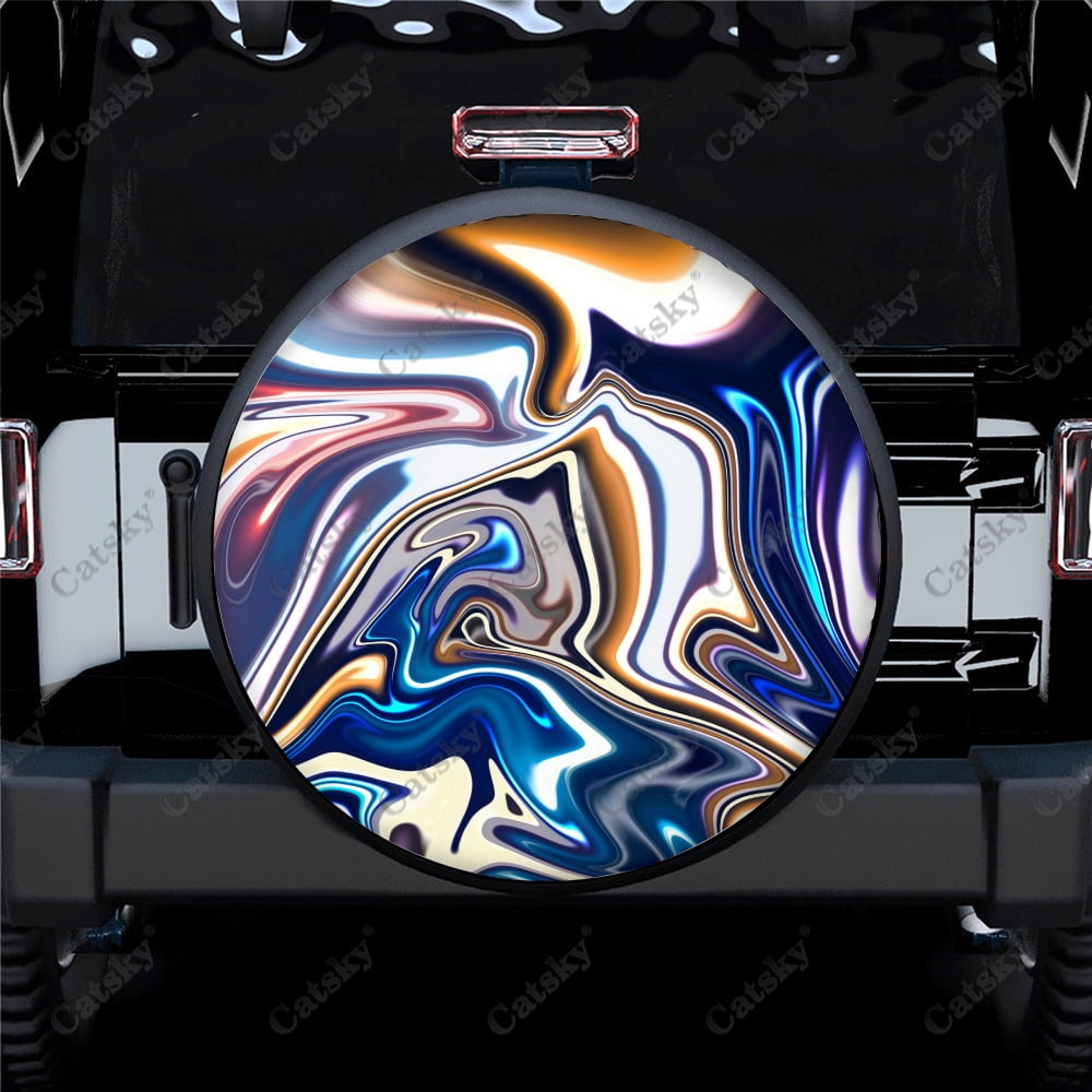 Abstract Metal Liquid Art Polyester Universal Spare Wheel Tire Cover ...