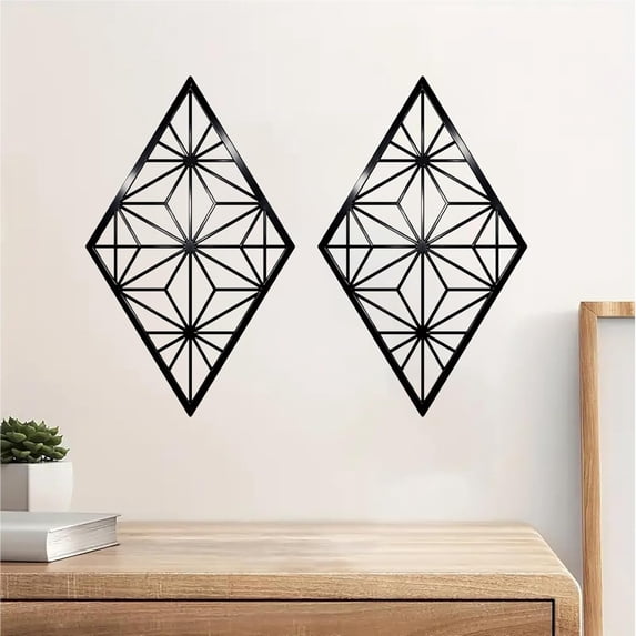 Abstract Metal Wall Art Set 2-Piece Minimalist Single Line Iron Hanging ...