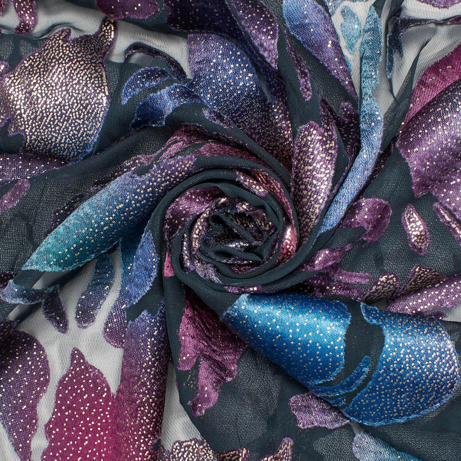 Abstract Metallic Embroidered Chiffon Jacquard Fabric – Sheer Shiny ...