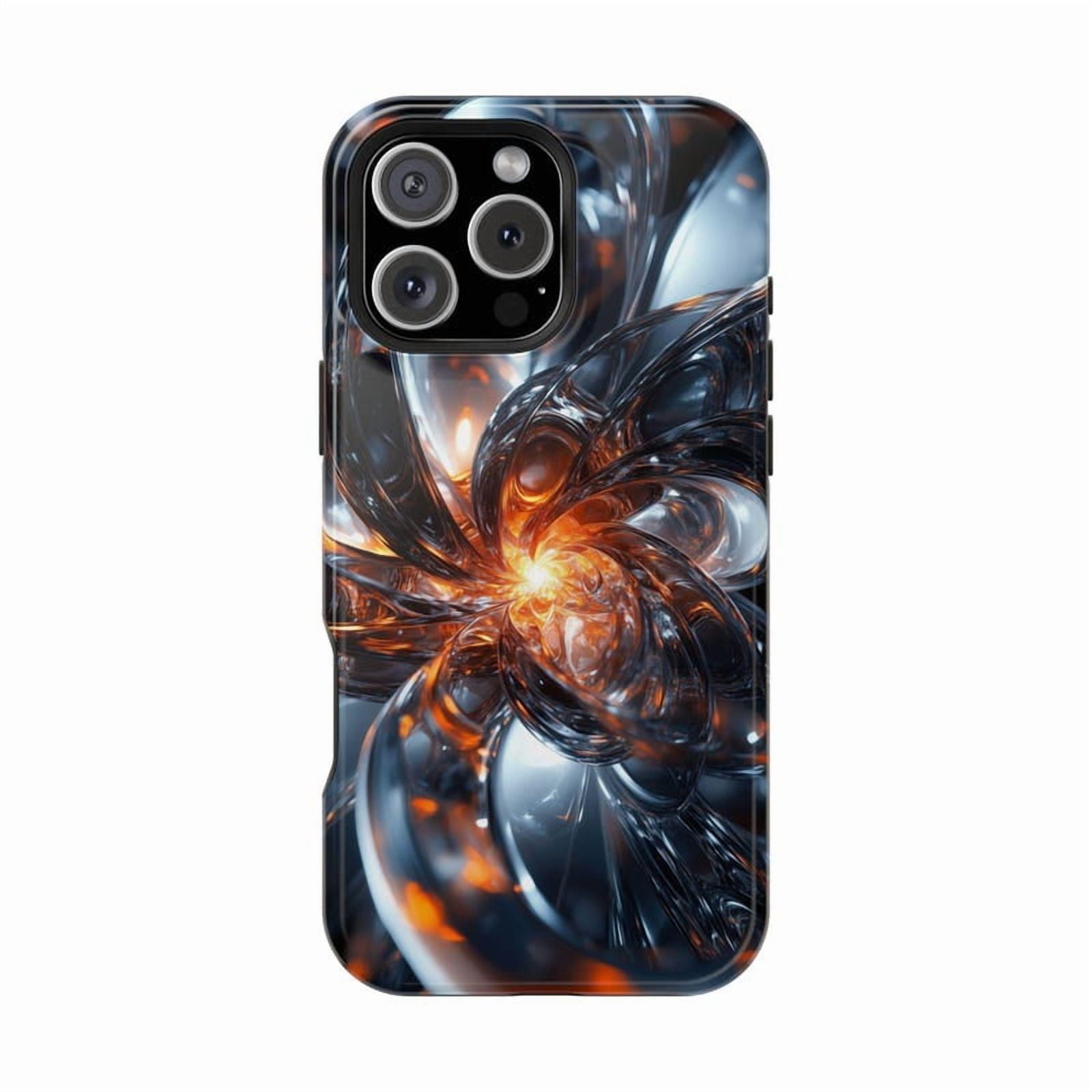 Abstract Metallic Silver Liquid Graphic Phone Case for iPhone 11,12,13 ...