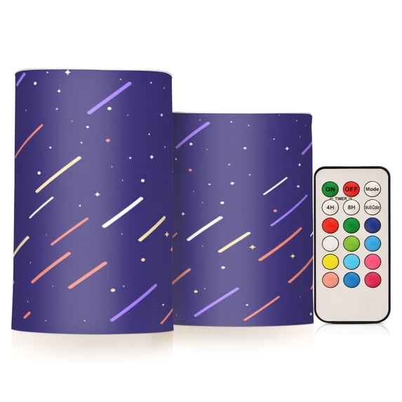 Abstract Meteor Shower Flameless LED Candle Set with Remote, Battery ...