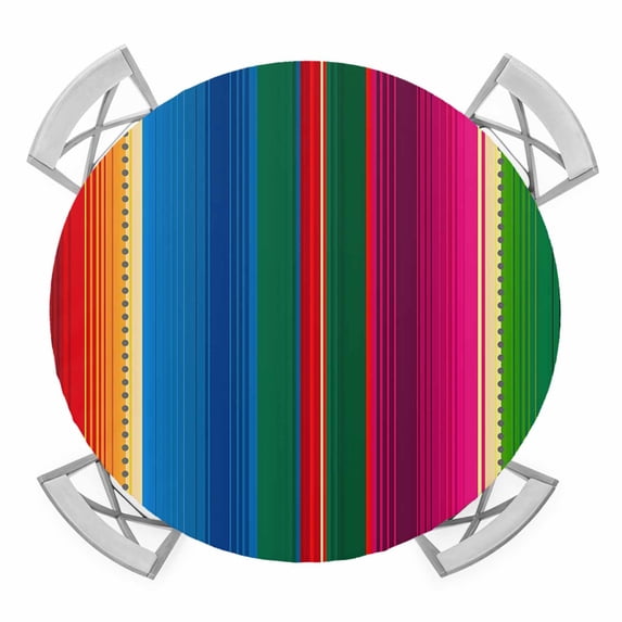 Abstract Mexican Stripes Round Table Cover, Retro Countryside ...