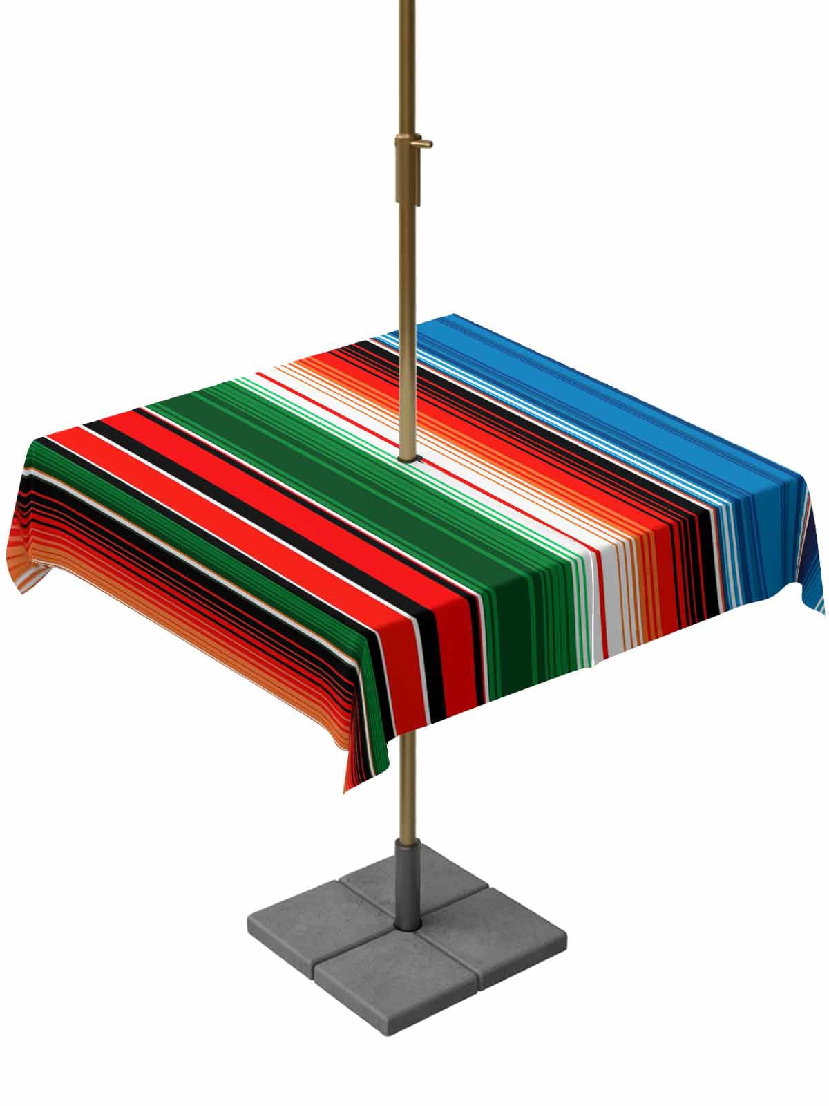 Abstract Mexican Stripes Square Outdoor Tablecloth with Umbrella Hole ...